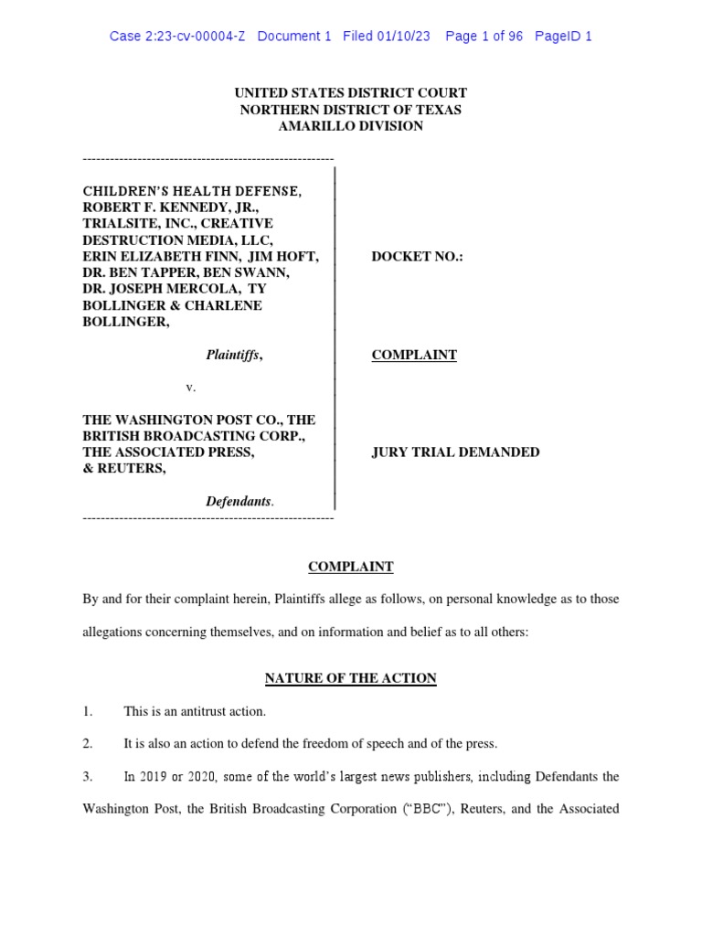 Antitrust Complaint Against TNI | PDF | News | You Tube