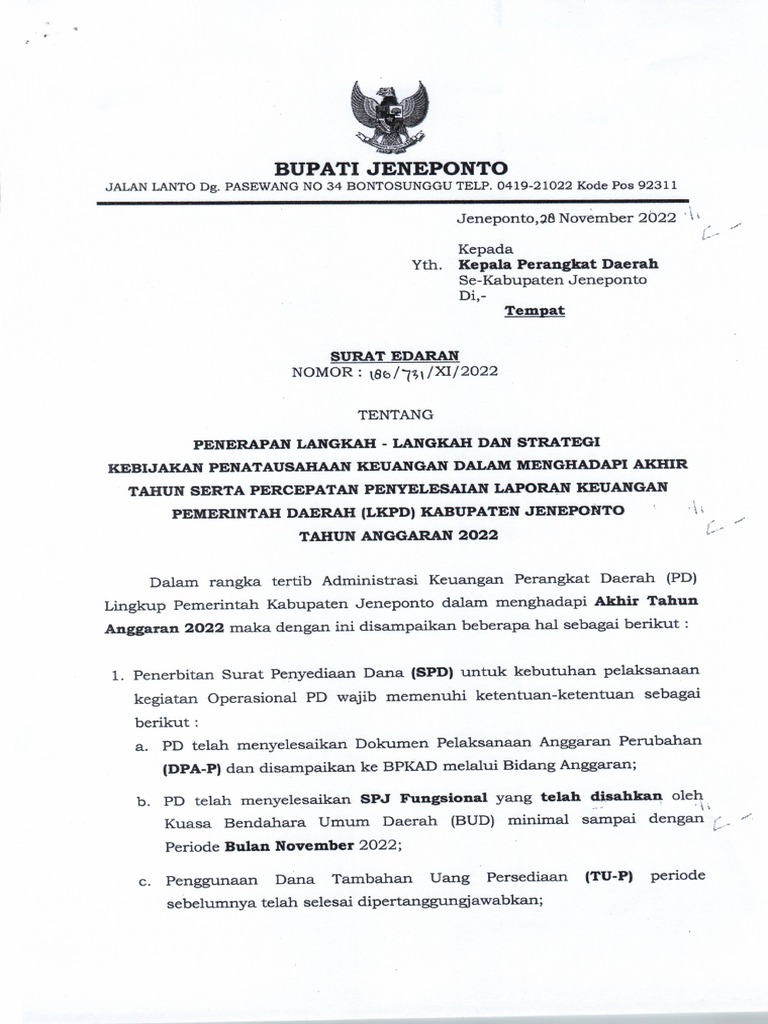 SE-Batas Akhir Pencairan Dana 2022 | PDF