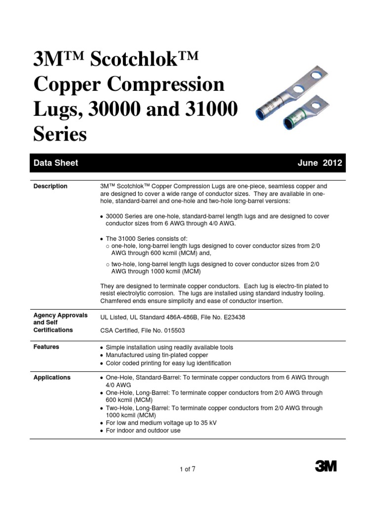 3M Copper Lug 78-8141-4603-7 | PDF | Electrical Connector | Electrical ...