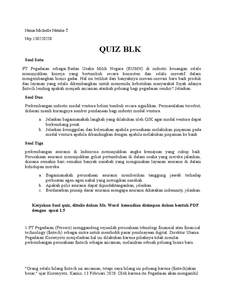 Quiz BLK UAS GASAL 2022-2023 | PDF