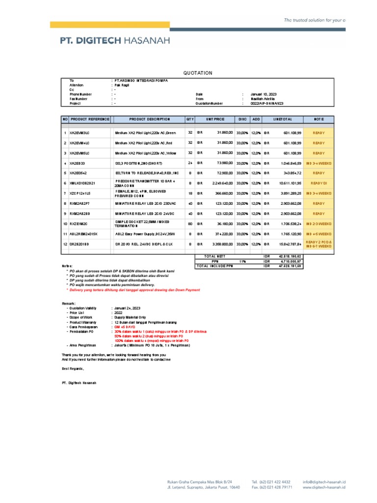 Electrical Components Quotation | PDF | Technology & Engineering