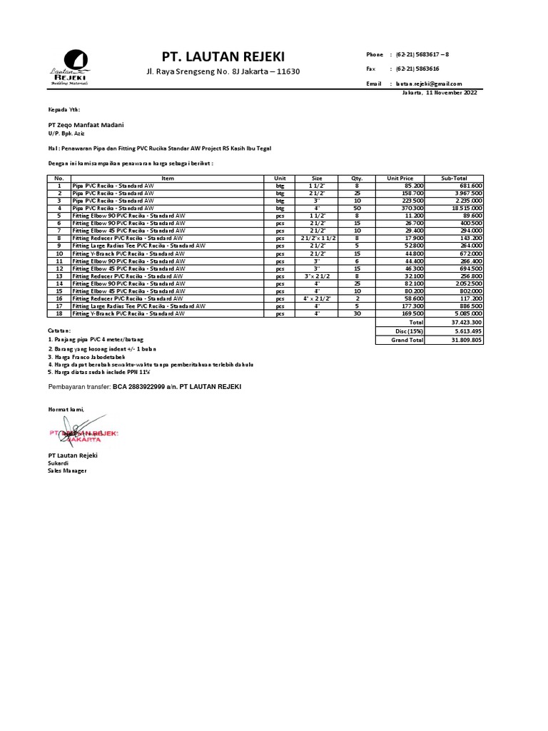 Invoice Pipa PVC | PDF
