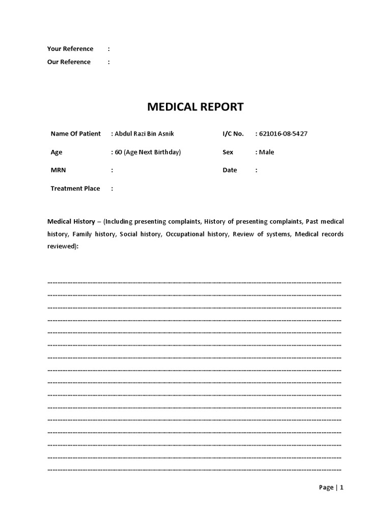 Medical Report Template | PDF | Clinical Medicine | Medical Specialties