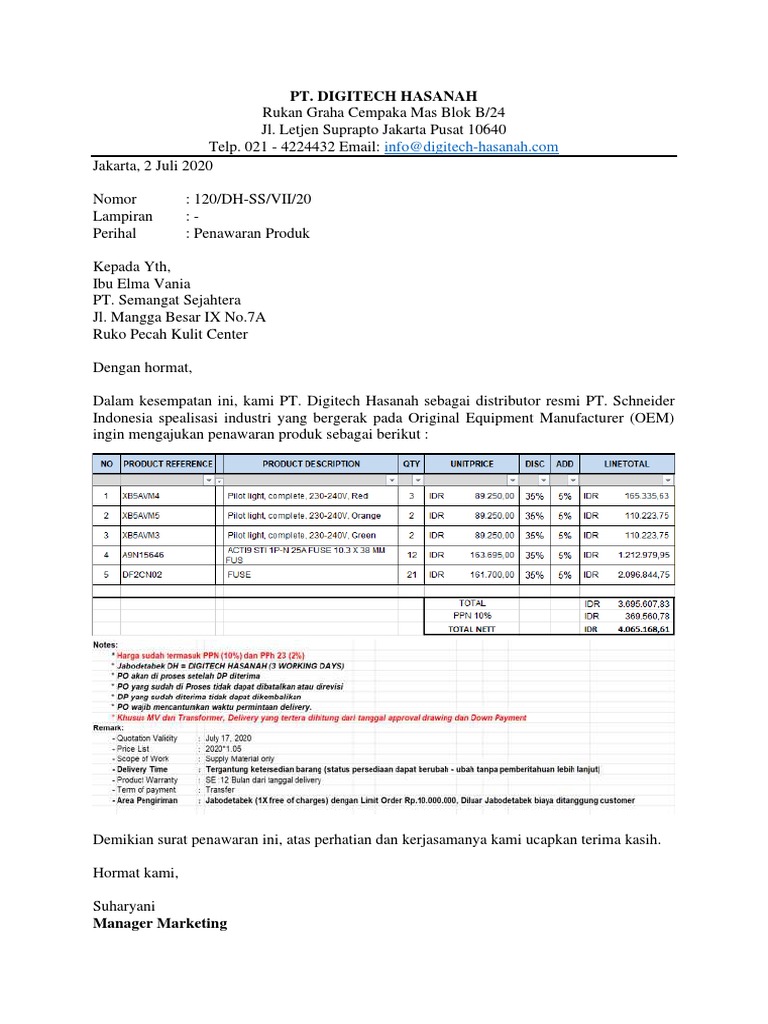 Surat Penawaran Produk | PDF
