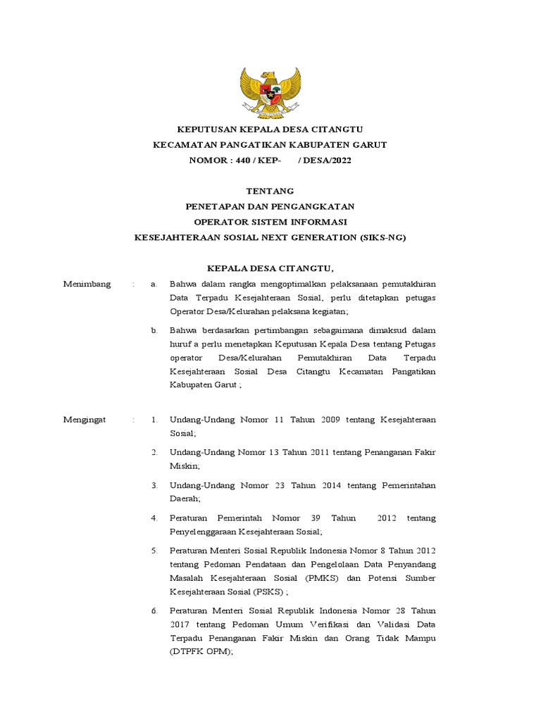 APPOINTMENT OF SIKS-NG OPERATOR | PDF