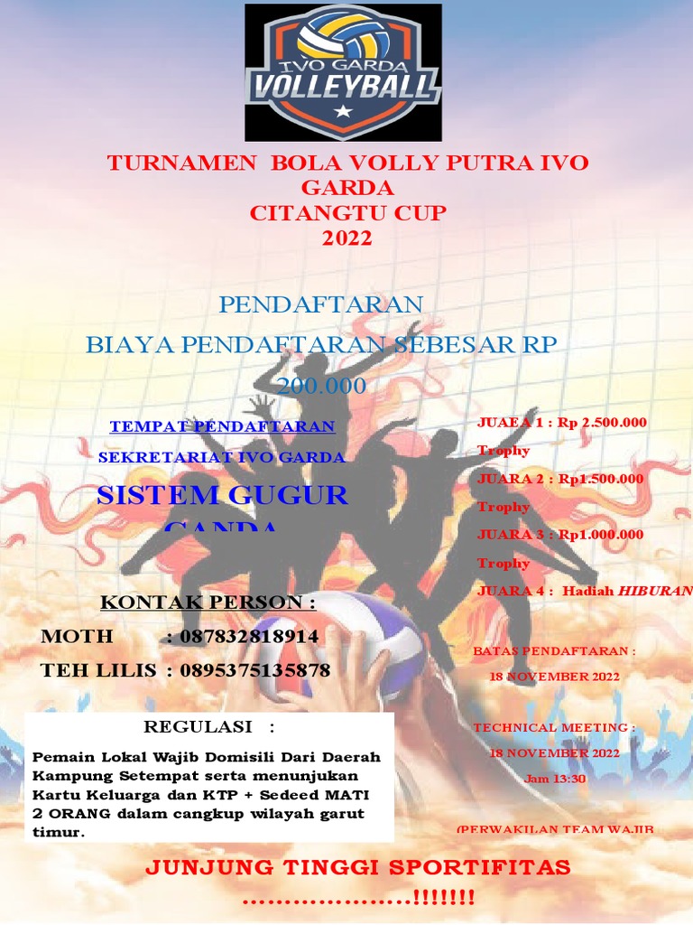 Brosur Turnamen Voli Putra IVO 2022 | PDF