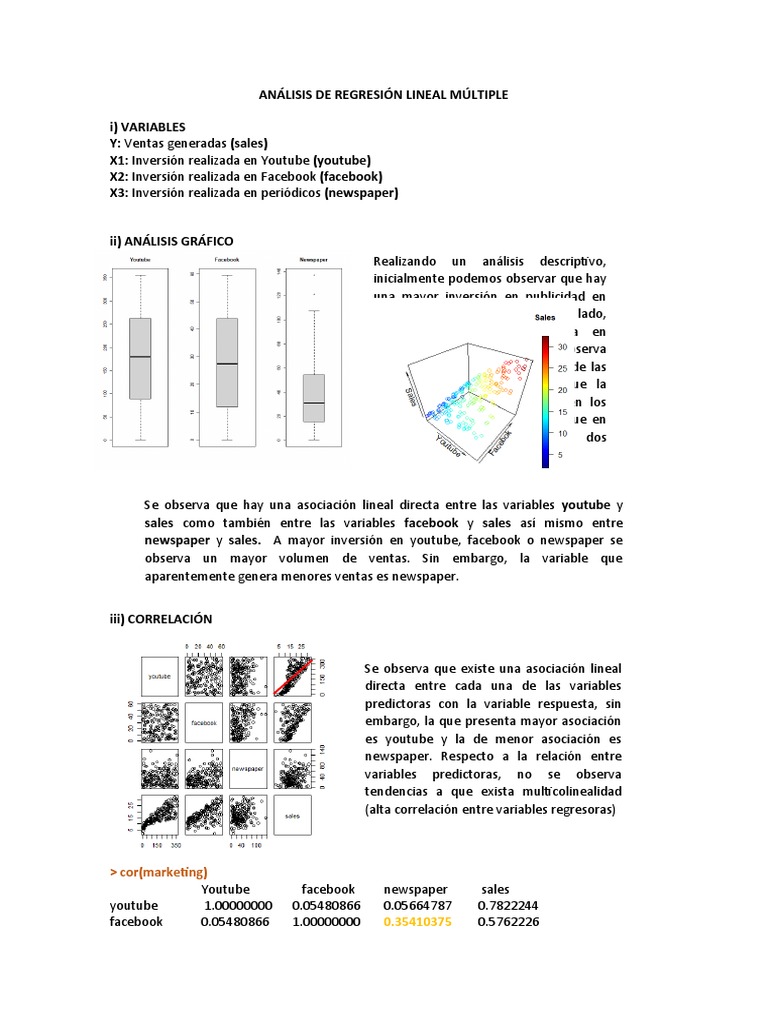 Análisis de Regresión Lineal Múltiple 17851 | PDF | Multicolinealidad ...