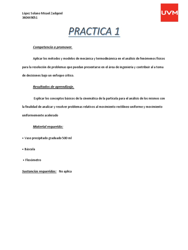 Practica 1 Misael Lopez | PDF | Ciencias fisicas | Física