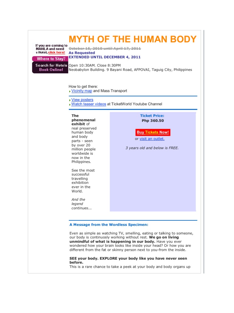 Myth of The Human Body | PDF