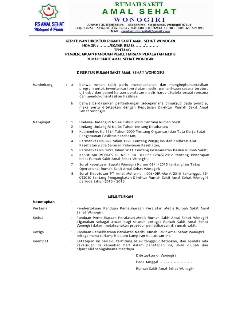 SK Pemberlakuan Pedoman | PDF