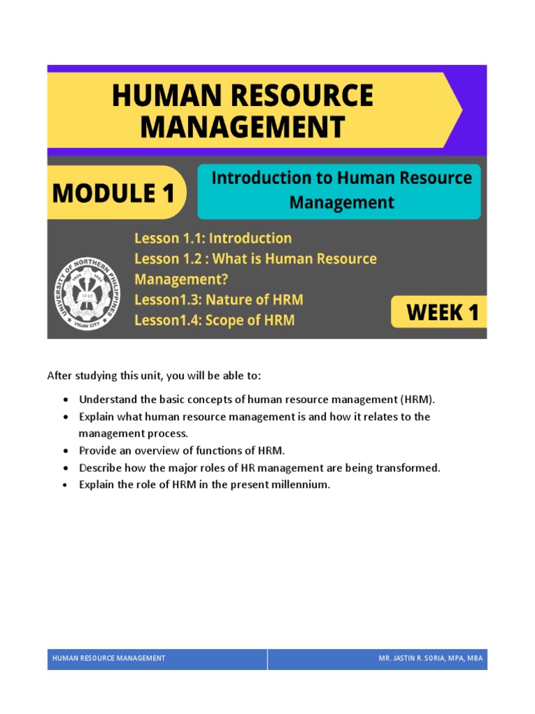 HRM Week 1 | PDF | Human Resource Management | Human Resources
