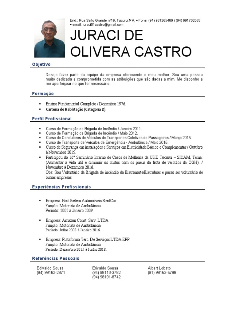 Curriculum Juraci de Oliveira Castro | PDF