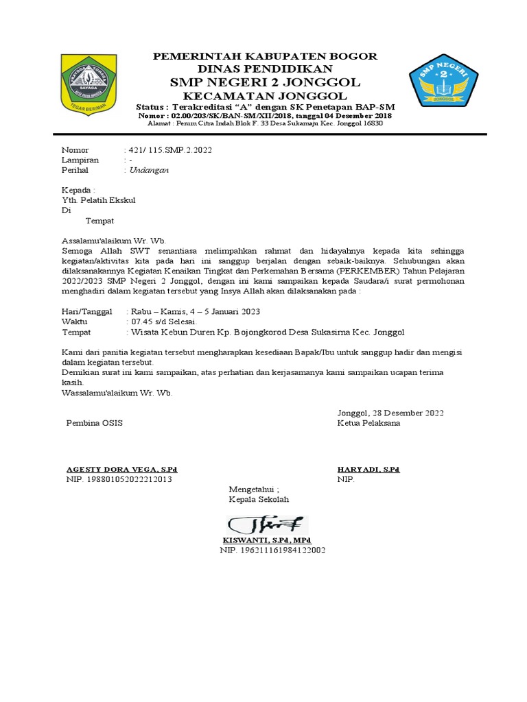 untuk Dokumen Susunan Kegiatan Kenaikan Tingkat dan Perkemahan Bersama ...