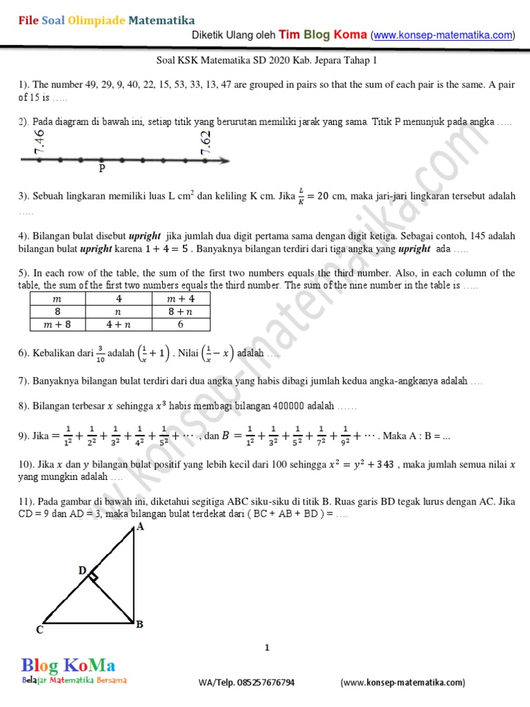 2020 Soal KSK Kab Jepara | PDF