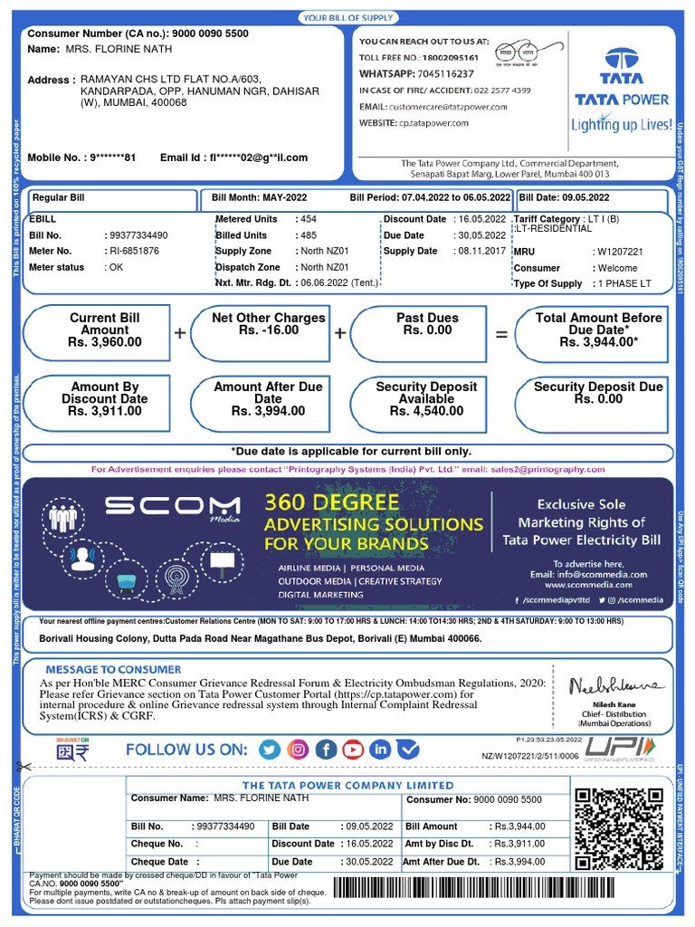 Electricity Bill | PDF | Payments | Cheque