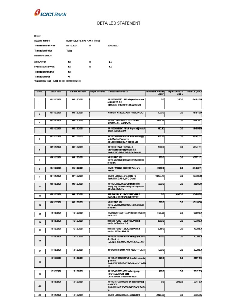 Arin Bank Statement-6 Months | PDF | Cheque | Banks