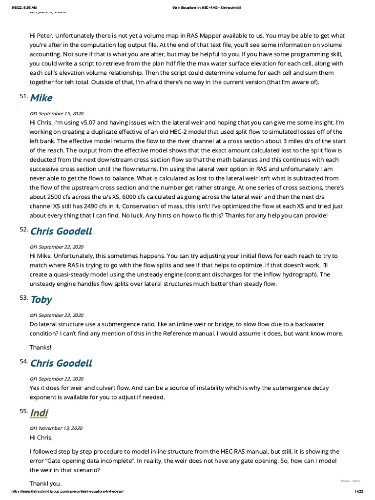 Weir Equations in HEC-RAS - Kleinschmidt | PDF | Spillway | Earth Sciences