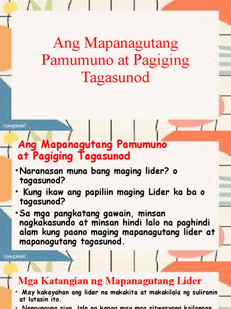 Q2 Ang Mapanagutang Pamumuno at Pagiging Tagasunod | PDF