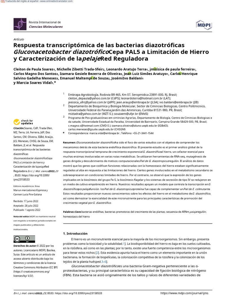 Fur en Gluconacetobacter Diazotrophicus Pal5 Ijms-23-08533.en - Es ...