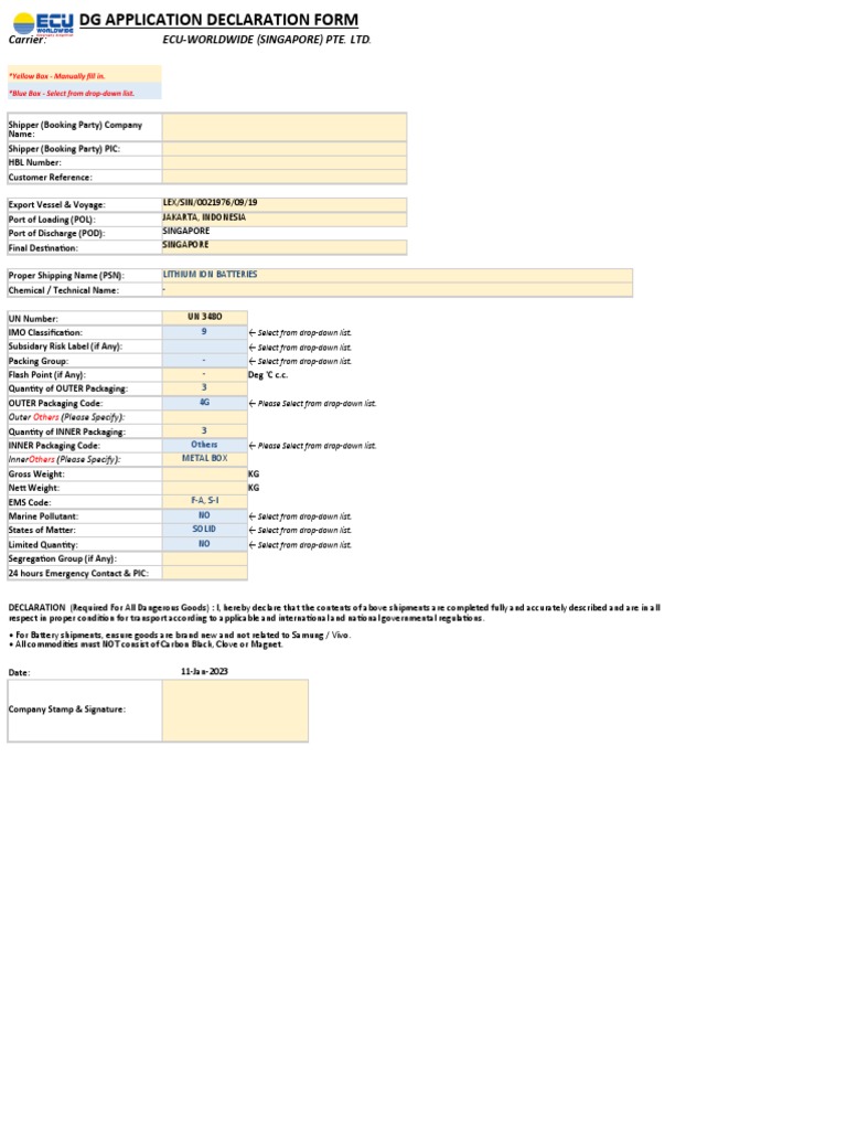 Dangerous Goods Shipping Form | PDF | Composite Material | Packaging ...