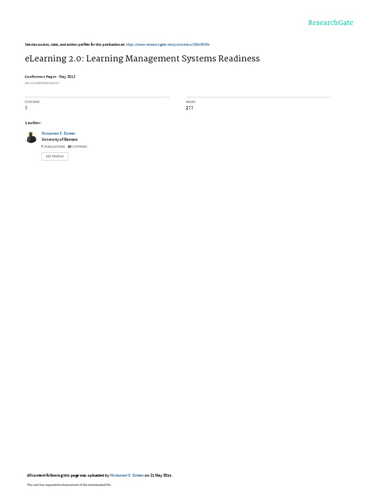 eLearning 2.0: LMS Readiness Study | PDF | Educational Technology | Moodle