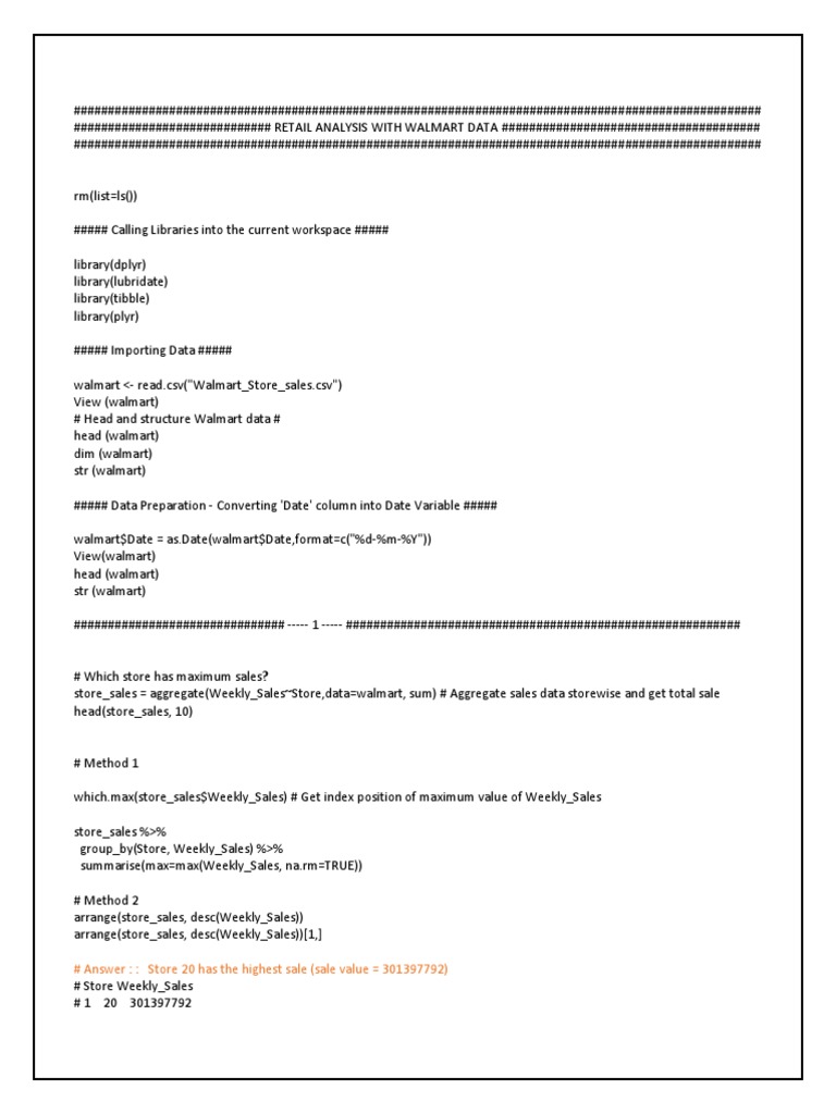 Project - Retail Analysis With Walmart Data | PDF | Standard Deviation ...