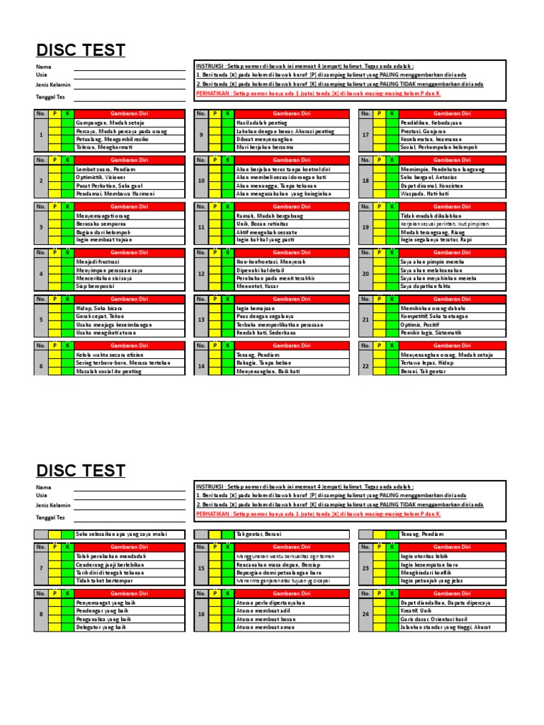 DISC - Google Sheets | PDF