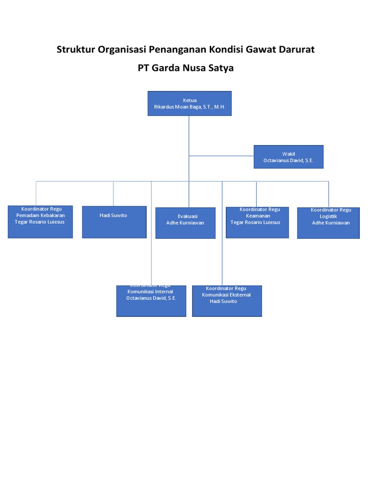Struktur Organisasi Penanganan Kondisi Gawat Darurat PT GNS | PDF