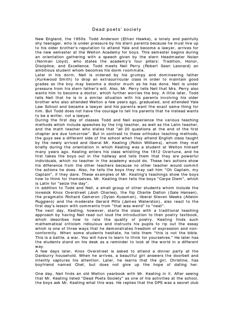 Dead Poets Society | PDF