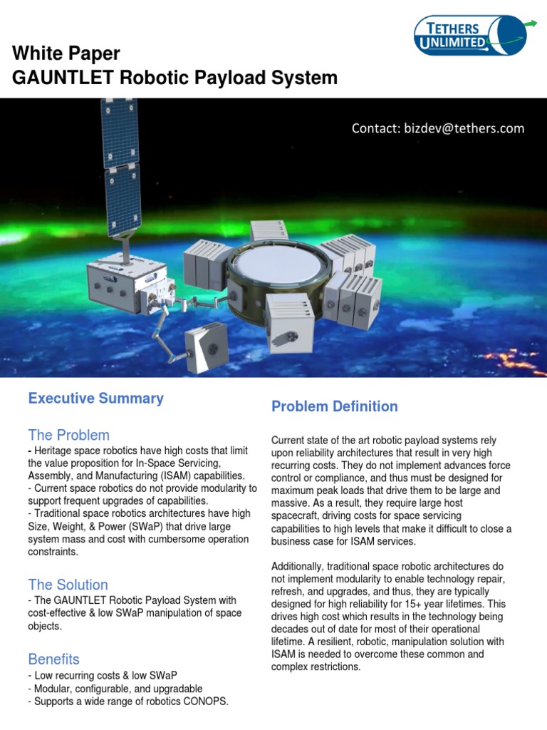 GAUNTLET Robotic Payload System Overview | PDF | Robotics | Reliability ...