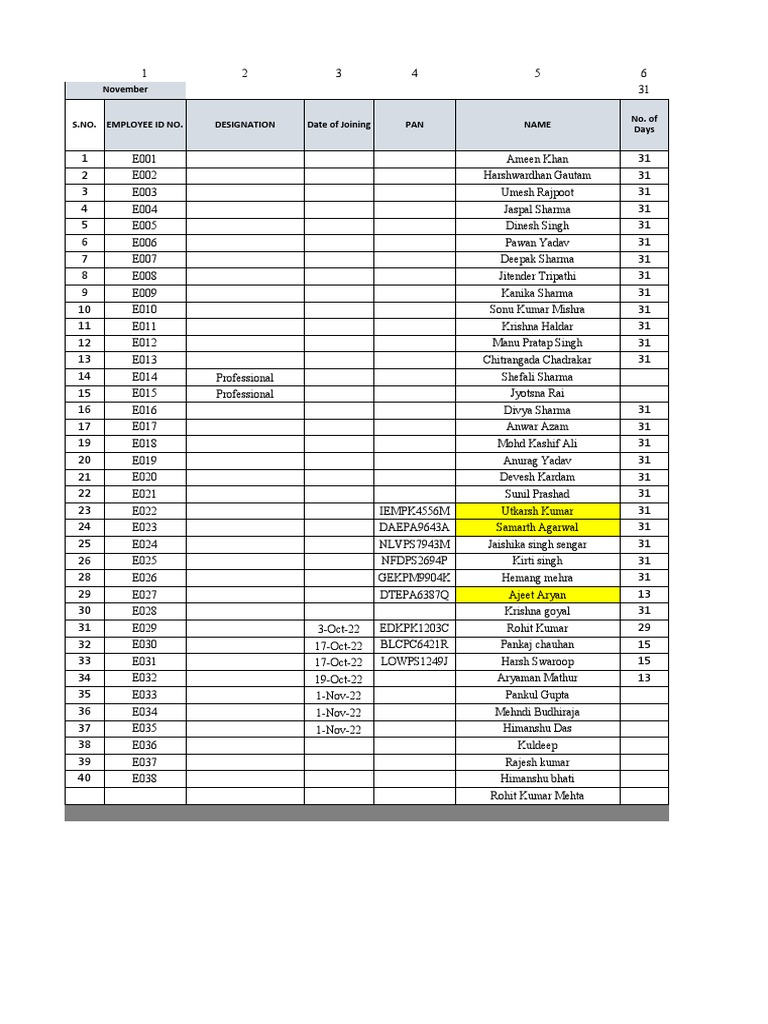 Salary Sheet NBT | PDF