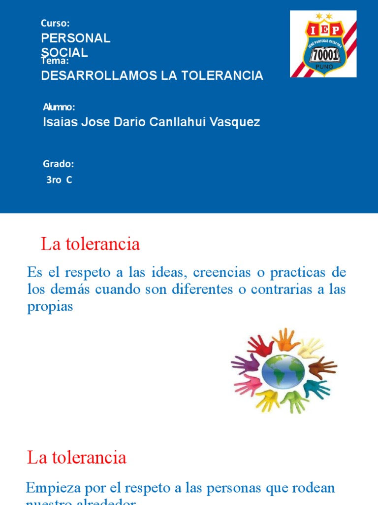 Presentación La Tolerancia | PDF | Relaciones personales, crianza y desarrollo personal ...