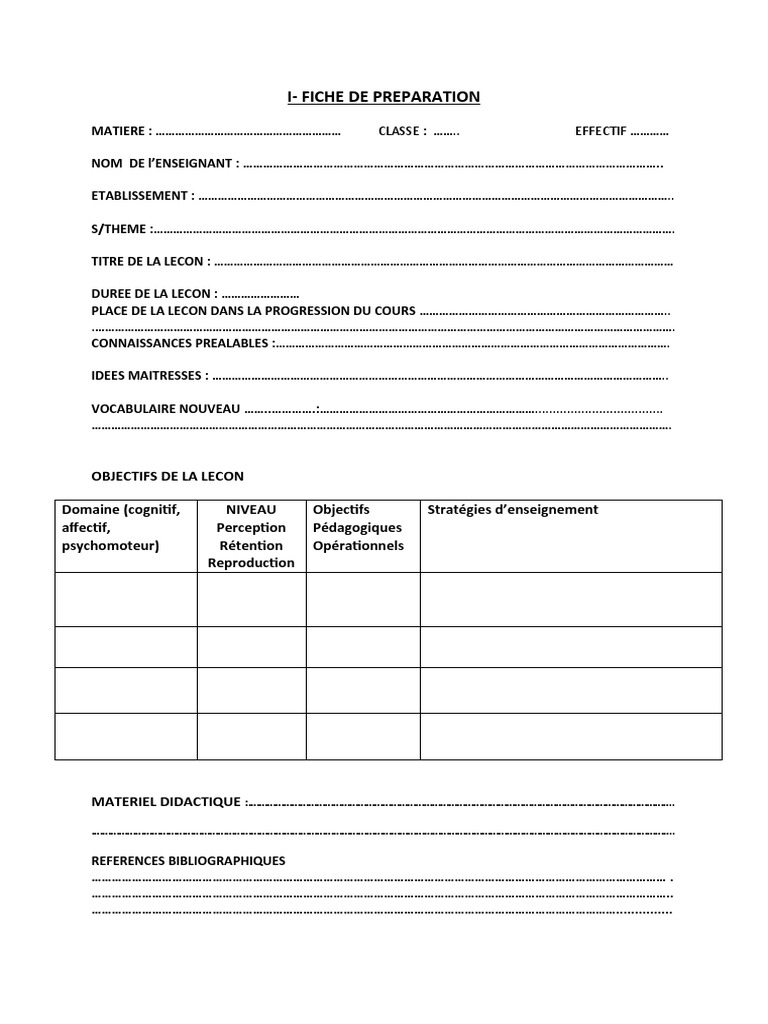 Fiche Pedagogique Vierge | PDF