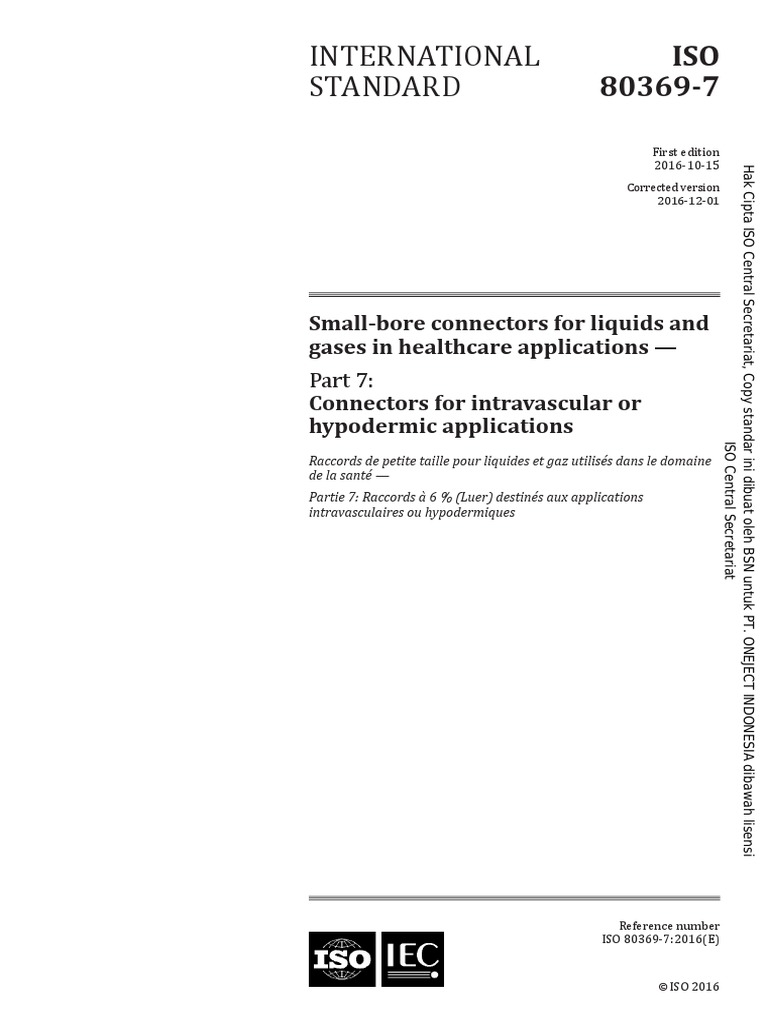 Iso 80369-7 | PDF | Medical Device | International Organization For ...