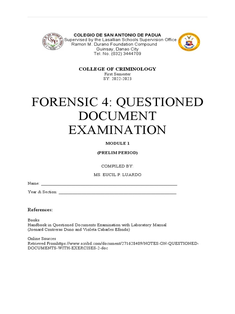 Module 1 in Forensic 4 | PDF | Pen | Ink