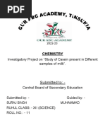 Study of Quantity of Casein Present in Different Samples of Milk (Chemistry Investigatory ...