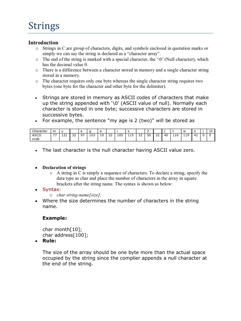 Strings | String (Computer Science) | C (Programming Language)