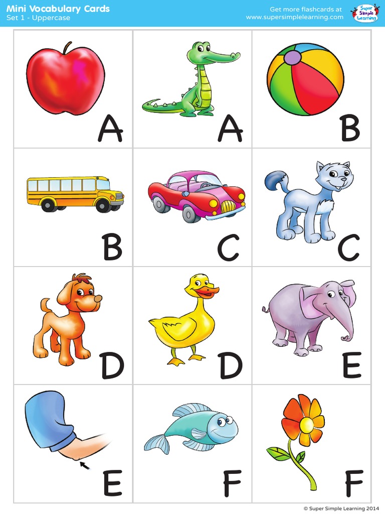 Alphabet Vocabulary Mini Cards Set 1 Uppercase | PDF