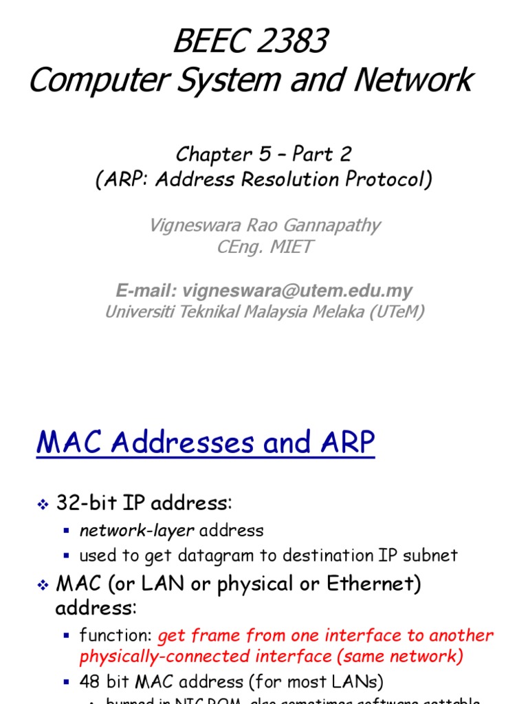 BEEC 2383 Chapter 5 - Part 2 (ARP) | PDF | Internet Protocols ... BEEC 2383 Chapter 5 - Part 2 (ARP) | PDF | Internet Protocols ...