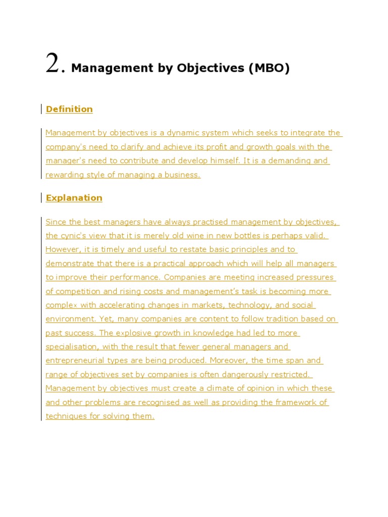 Management by Objectives (MBO) | PDF | Psychological Concepts | Business