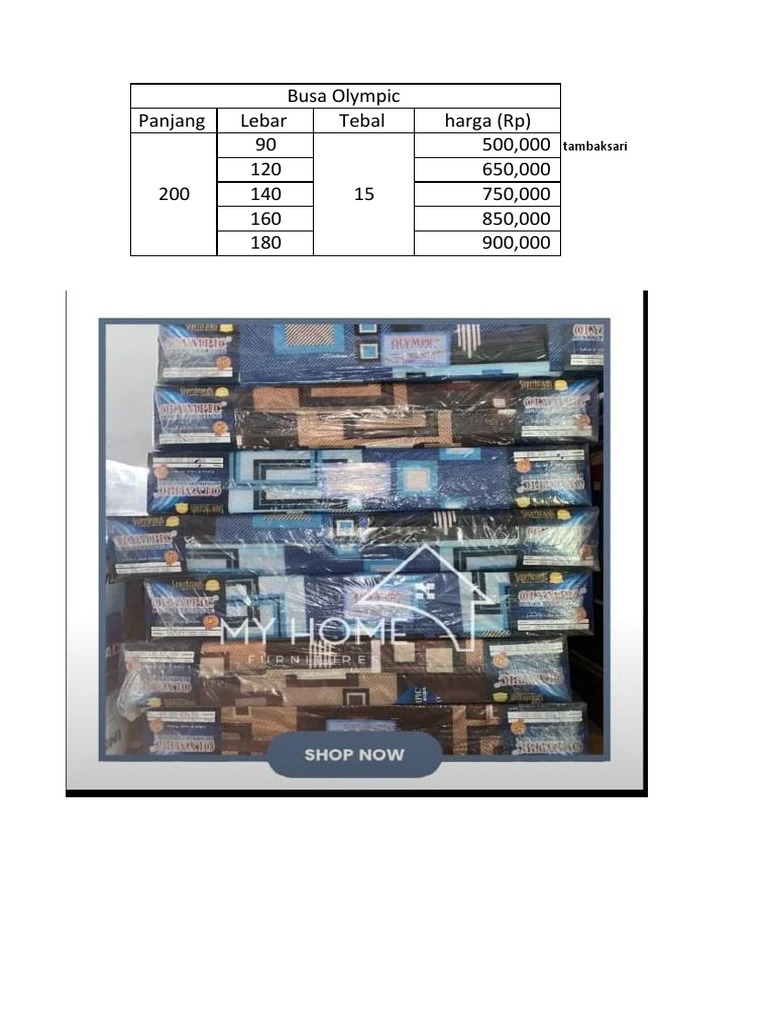 Harga Busa Olympic & Grand Royal Terbaru | PDF