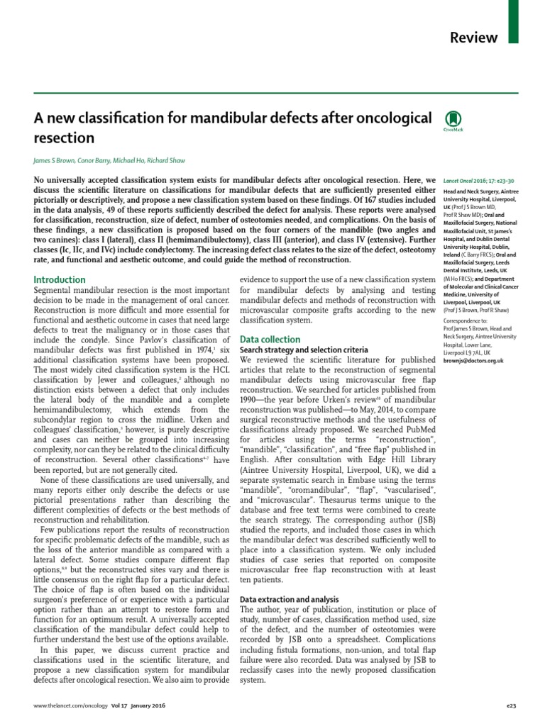 Mandibular Defects | PDF | Oral And Maxillofacial Surgery | Medicine