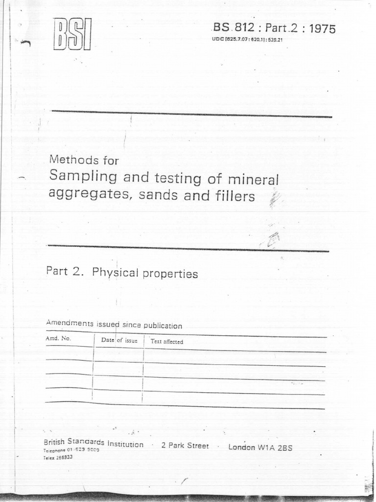 BS 812 - 2 - 1975 Testing of Mineral Aggregate, Sand & Fillers ...