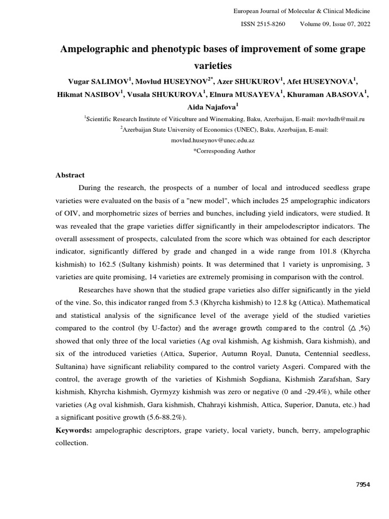 EJMCM - Ampelographic and Phenotypic Bases of Improvement | PDF | Vitis | Plant Breeding