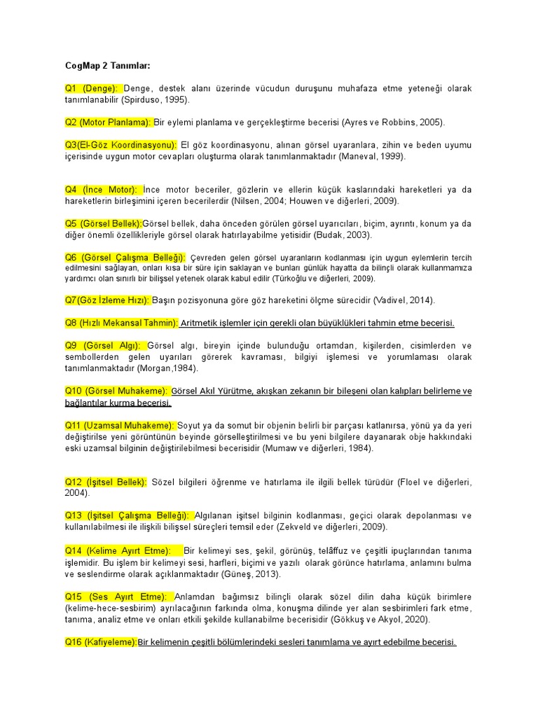 CogMap 2 Tanımlar | PDF