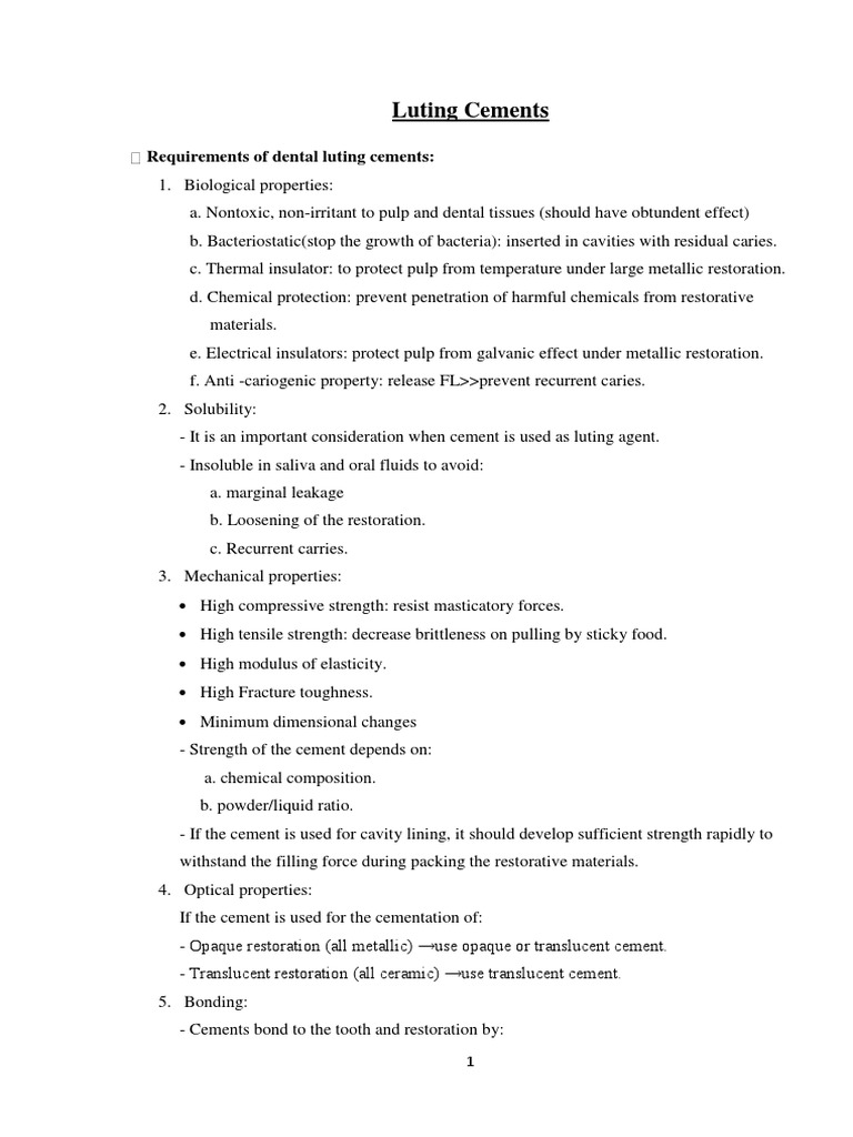 Luting Cements | Download Free PDF | Dental Material | Chemical Substances