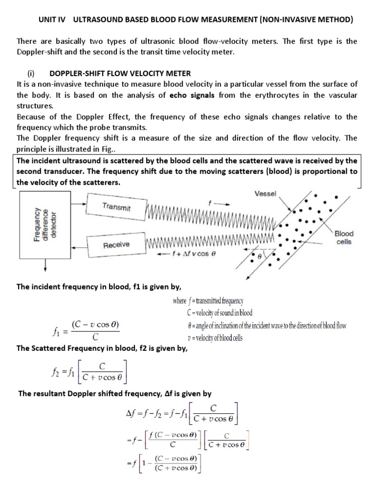 BMI UNIT IV Ultrasound Blood Flow | PDF | Doppler Effect | Ultrasound