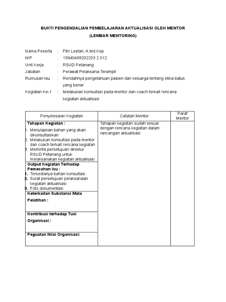 Lembar Mentoring | PDF
