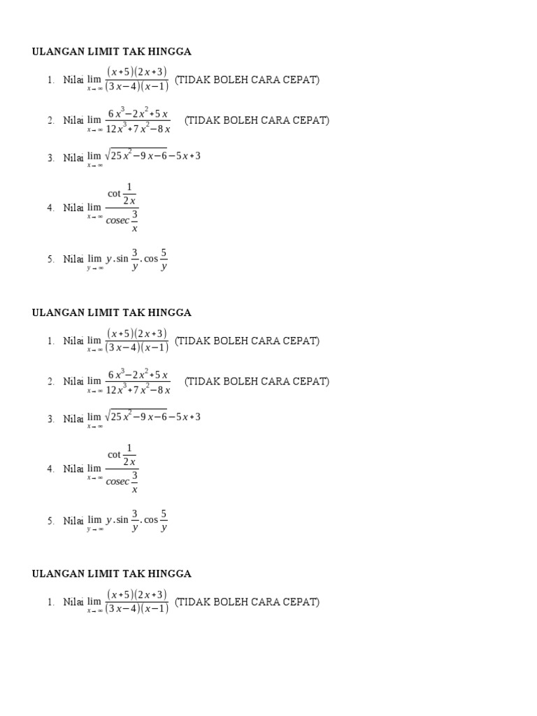 Ulangan Limit Tak Hingga | PDF