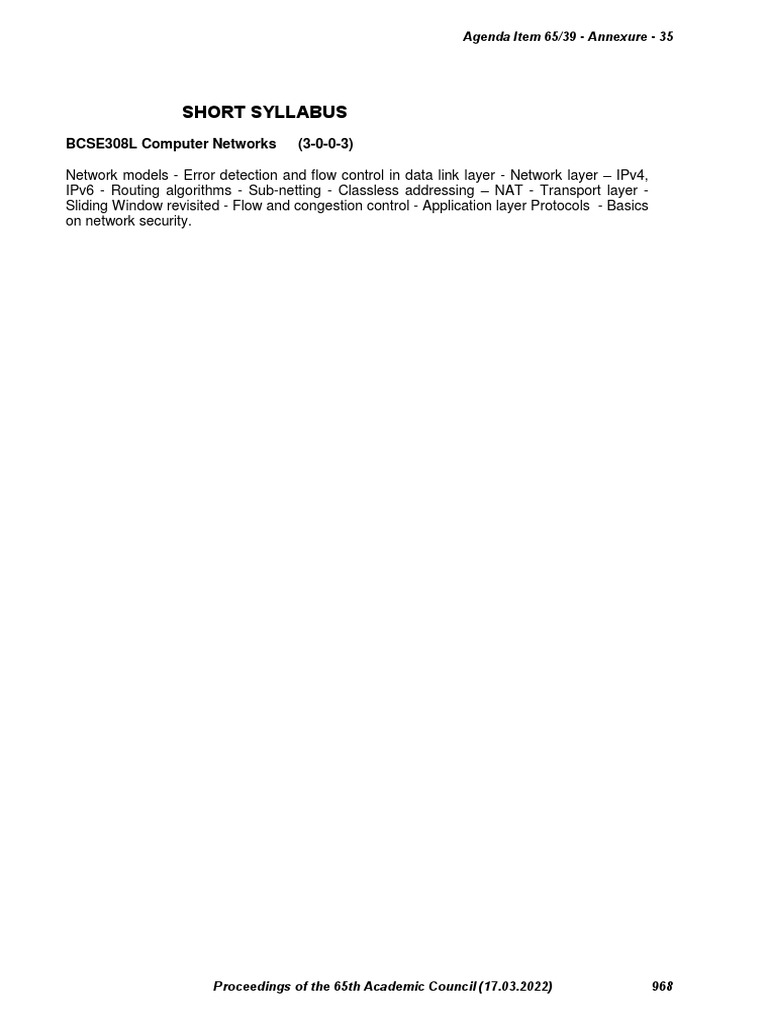 Computer Networks Course Syllabus | PDF | Computer Network | Internet ...
